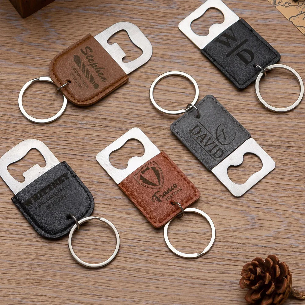 Personalized Leather Bottle Opener Key chain